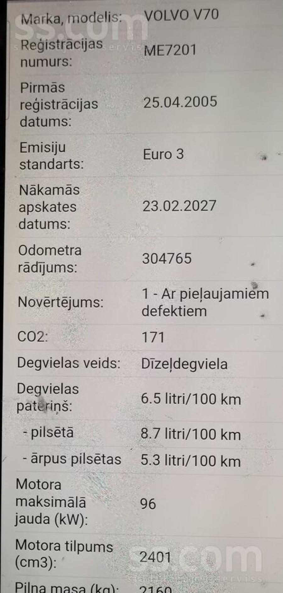 Sarkans Volvo V70 2005 Daugavpils, ar dzinēja tilpumu 2.40 L un nobraukumu 308 tūkst. km par 1450 €, foto 21 vietnē AUTOMOTO.COM.LV