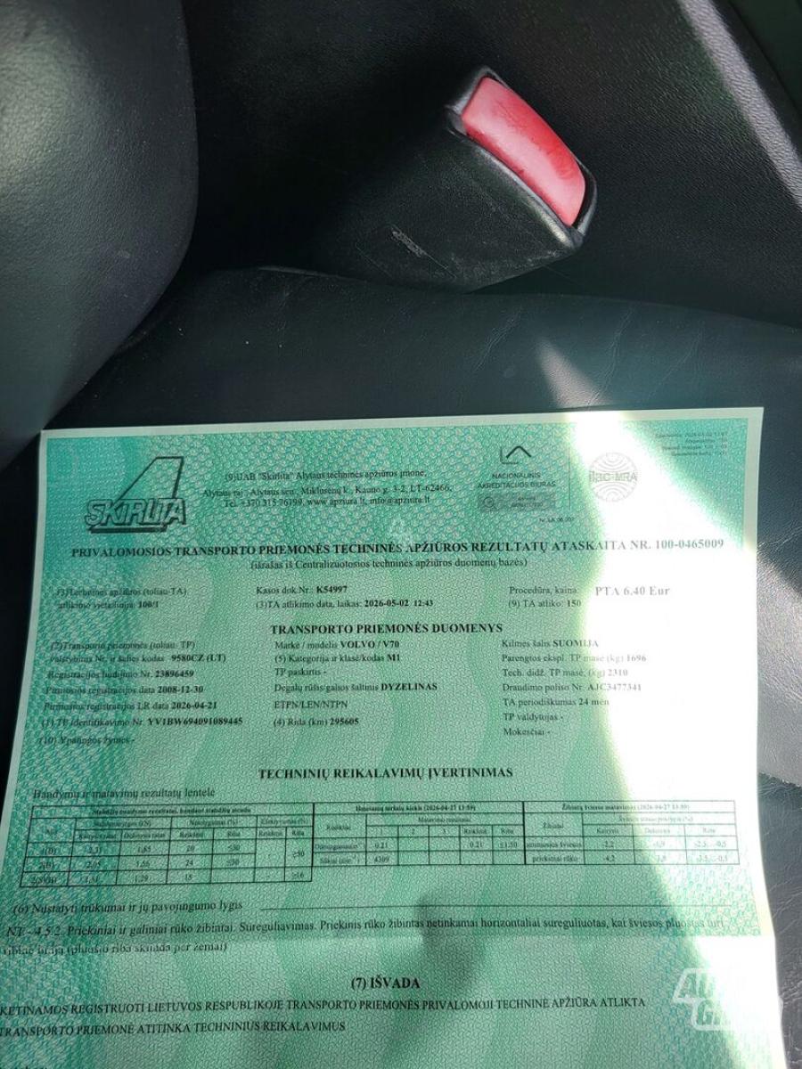 Вольво В70 2009 в Алитус, объемом двигателя 2.40 л и пробегом 296 тыс. км за 2800 €, фото 17 на AUTOMOTO.COM.LV