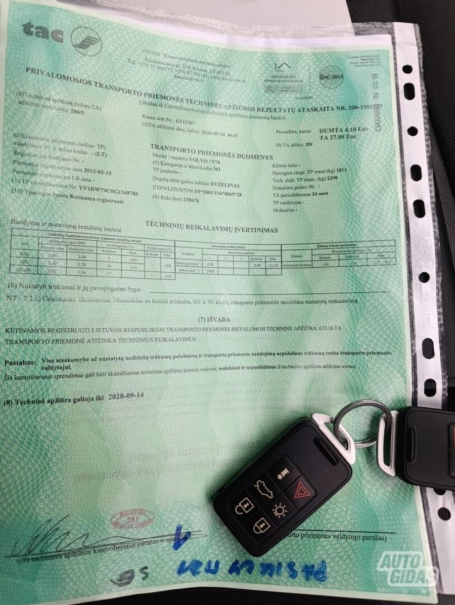 Вольво В70 2015 в Каунас, объемом двигателя 2.00 л и пробегом 230 тыс. км за 6300 €, фото 20 на AUTOMOTO.COM.LV
