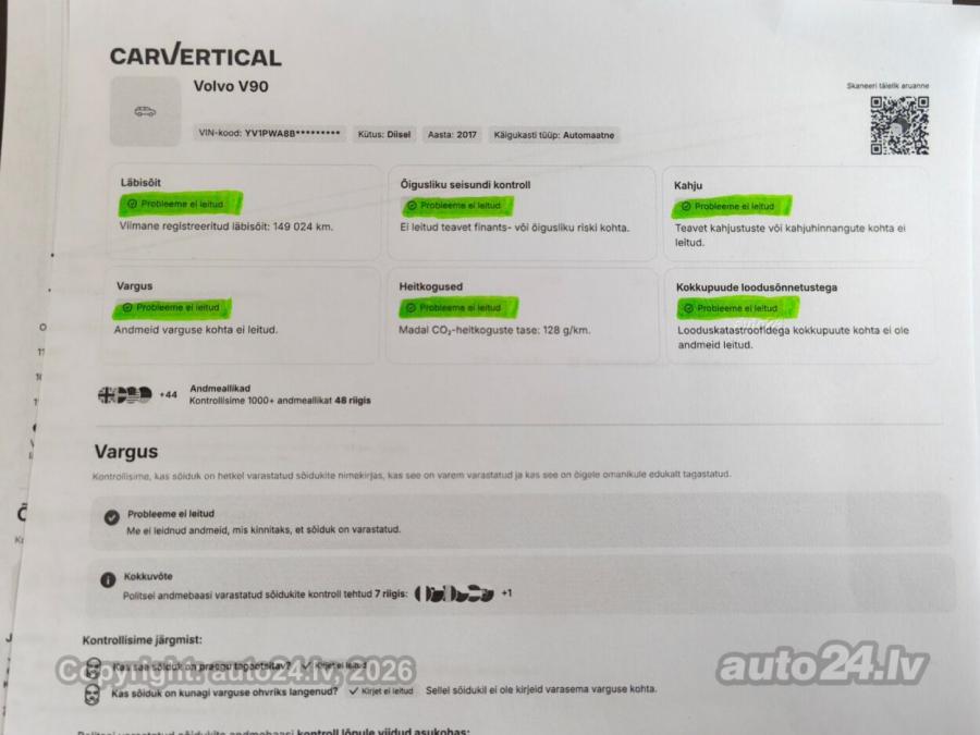 Черный Вольво В90 2017 в Тарту, объемом двигателя 2.00 л и пробегом 165 тыс. км за 20990 €, фото 23 на AUTOMOTO.COM.LV