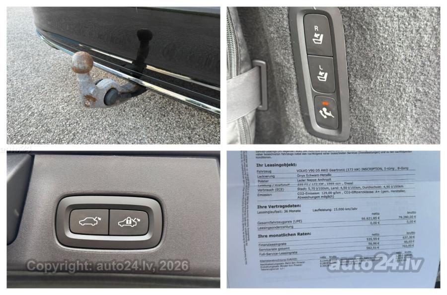 Black Volvo V90 2018 in Tartu, with an engine capacity of 2.00 L and mileage of 109 thousand km for 21500 €, photo 29 on AUTOMOTO.COM.LV
