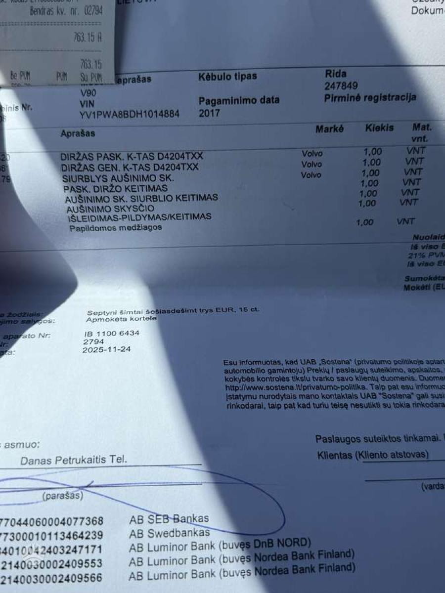 Серый Вольво В90 2017 в Паневежис, объемом двигателя 1.97 л и пробегом 253 тыс. км за 17400 €, фото 12 на AUTOMOTO.COM.LV