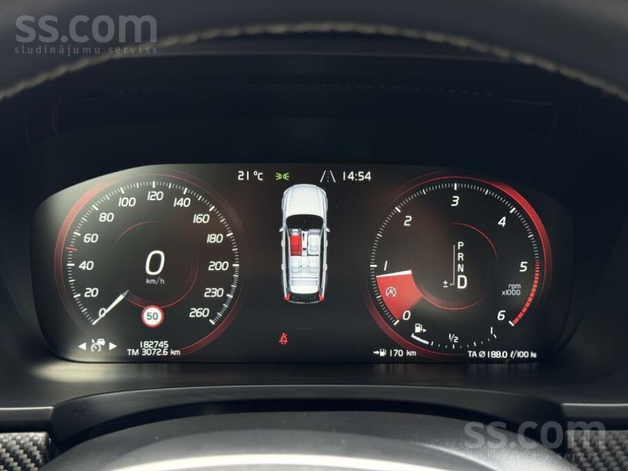 Grey Volvo V90 2018 in Valmiera, with an engine capacity of 2.00 L and mileage of 183 thousand km for 22500 €, photo 13 on AUTOMOTO.COM.LV