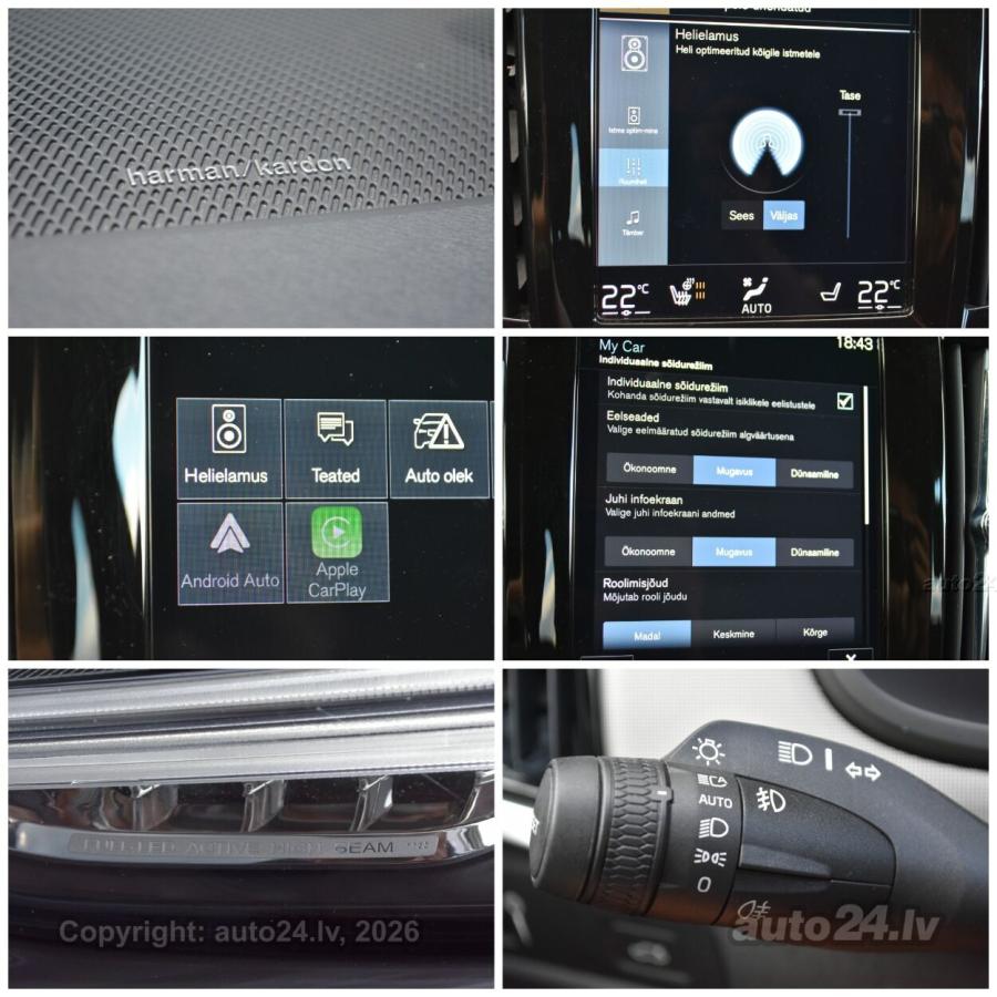 Grey Volvo V90 2021 in Tallinn, with an engine capacity of 2.00 L and mileage of 95 thousand km for 28990 €, photo 15 on AUTOMOTO.COM.LV