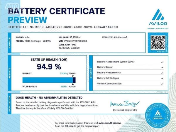 Черный Вольво XC40 2023 в Каунас, объемом двигателя 0.00 л и пробегом 85 тыс. км за 37182 €, фото 3 на AUTOMOTO.COM.LV