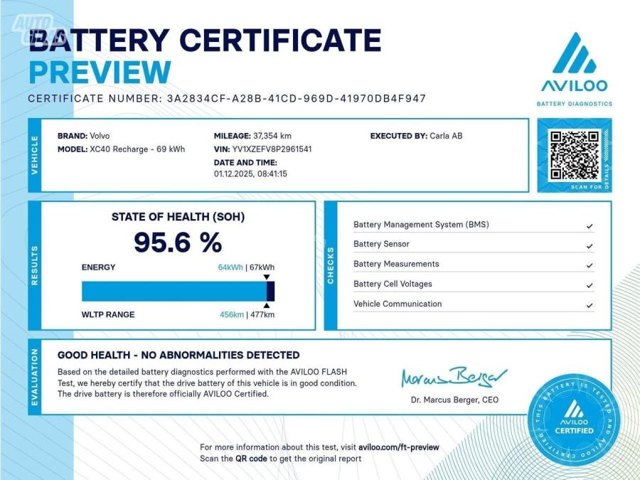 Синий Вольво XC40 2023 в Каунас, объемом двигателя 0.00 л и пробегом 37 тыс. км за 34810 €, фото 3 на AUTOMOTO.COM.LV