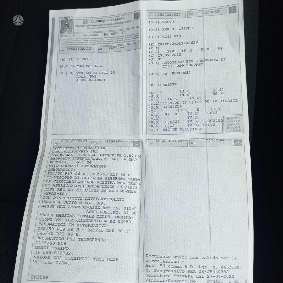Белый Вольво XC40 2019 в Паневежис, объемом двигателя 1.97 л и пробегом 169 тыс. км за 12950 €, фото 24 на AUTOMOTO.COM.LV