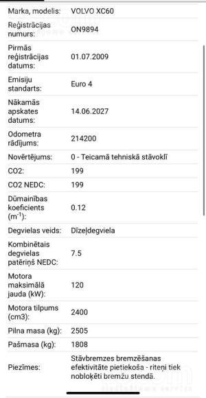 Черный Вольво ХС60 2009 в Рига, объемом двигателя 2.40 л и пробегом 214 тыс. км за 9500 €, фото 28 на AUTOMOTO.COM.LV