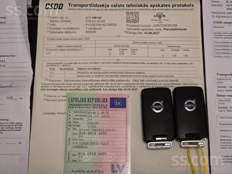 Black Volvo XC60 2010 in Riga, with an engine capacity of 2.40 L and mileage of 306 thousand km for 7950 €, photo 35 on AUTOMOTO.COM.LV