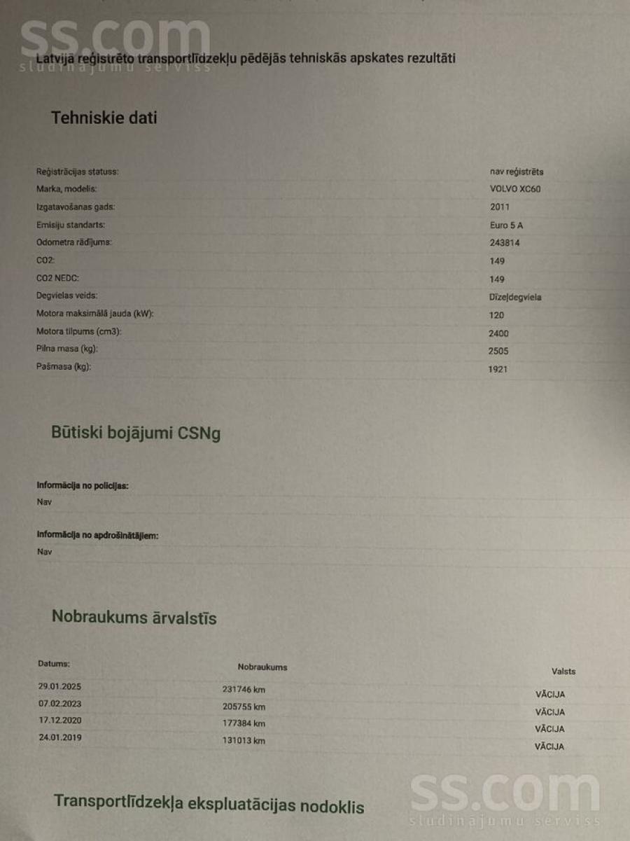Черный Вольво ХС60 2011 в Огре, объемом двигателя 2.40 л и пробегом 244 тыс. км за 9470 €, фото 24 на AUTOMOTO.COM.LV