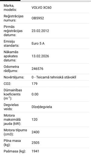 Черный Вольво ХС60 2012 в Рига, объемом двигателя 2.40 л и пробегом 246 тыс. км за 8495 €, фото 27 на AUTOMOTO.COM.LV