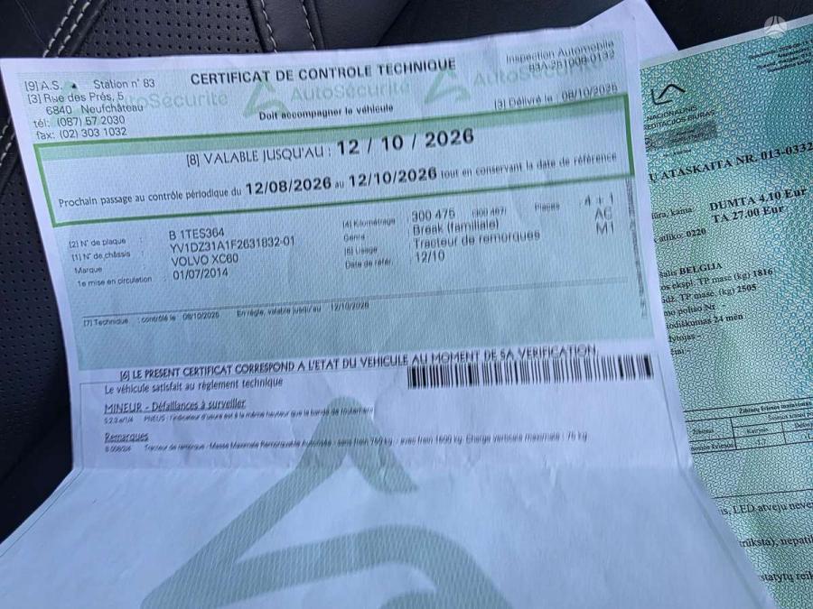Black Volvo XC60 2014 in Ukmerge, with an engine capacity of 1.98 L and mileage of 295 thousand km for 9250 €, photo 13 on AUTOMOTO.COM.LV