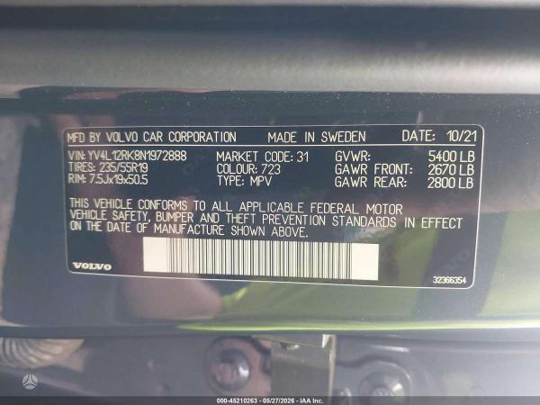 Zils Volvo XC60 2022 Klaipėda, ar dzinēja tilpumu 1.97 L un nobraukumu 109 tūkst. km par 11650 €, foto 9 vietnē AUTOMOTO.COM.LV