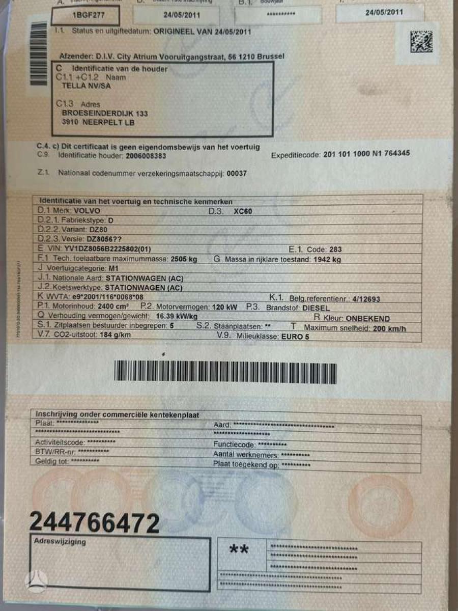 Серый Вольво ХС60 2011 в Каунас, объемом двигателя 2.40 л и пробегом 225 тыс. км за 9200 €, фото 29 на AUTOMOTO.COM.LV
