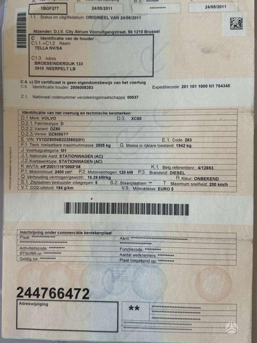 Серый Вольво ХС60 2011 в Каунас, объемом двигателя 2.40 л и пробегом 226 тыс. км за 9000 €, фото 31 на AUTOMOTO.COM.LV