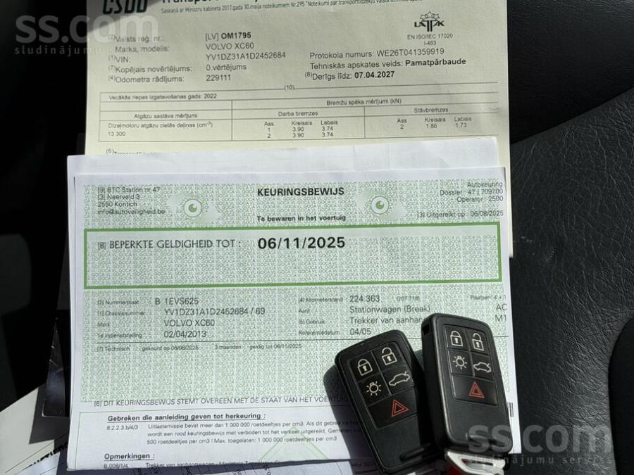 Grey Volvo XC60 2013 in Riga, with an engine capacity of 2.00 L and mileage of 229 thousand km for 10750 €, photo 21 on AUTOMOTO.COM.LV