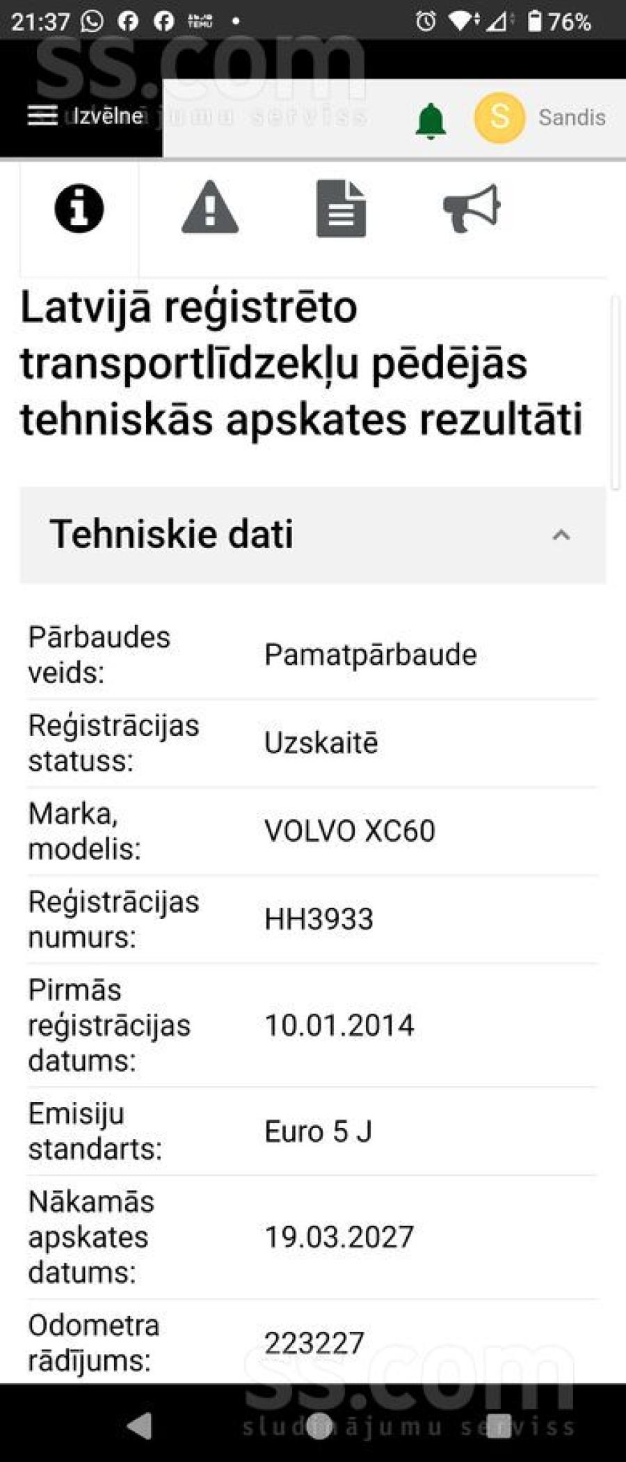 Pelēks Volvo XC60 2014 Saldus, ar dzinēja tilpumu 2.40 L un nobraukumu 225 tūkst. km par 14000 €, foto 22 vietnē AUTOMOTO.COM.LV