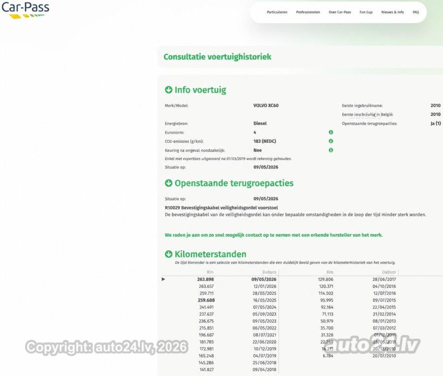 Вольво ХС60 2010 в Таллин, объемом двигателя 2.40 л и пробегом 263 тыс. км за 9690 €, фото 18 на AUTOMOTO.COM.LV