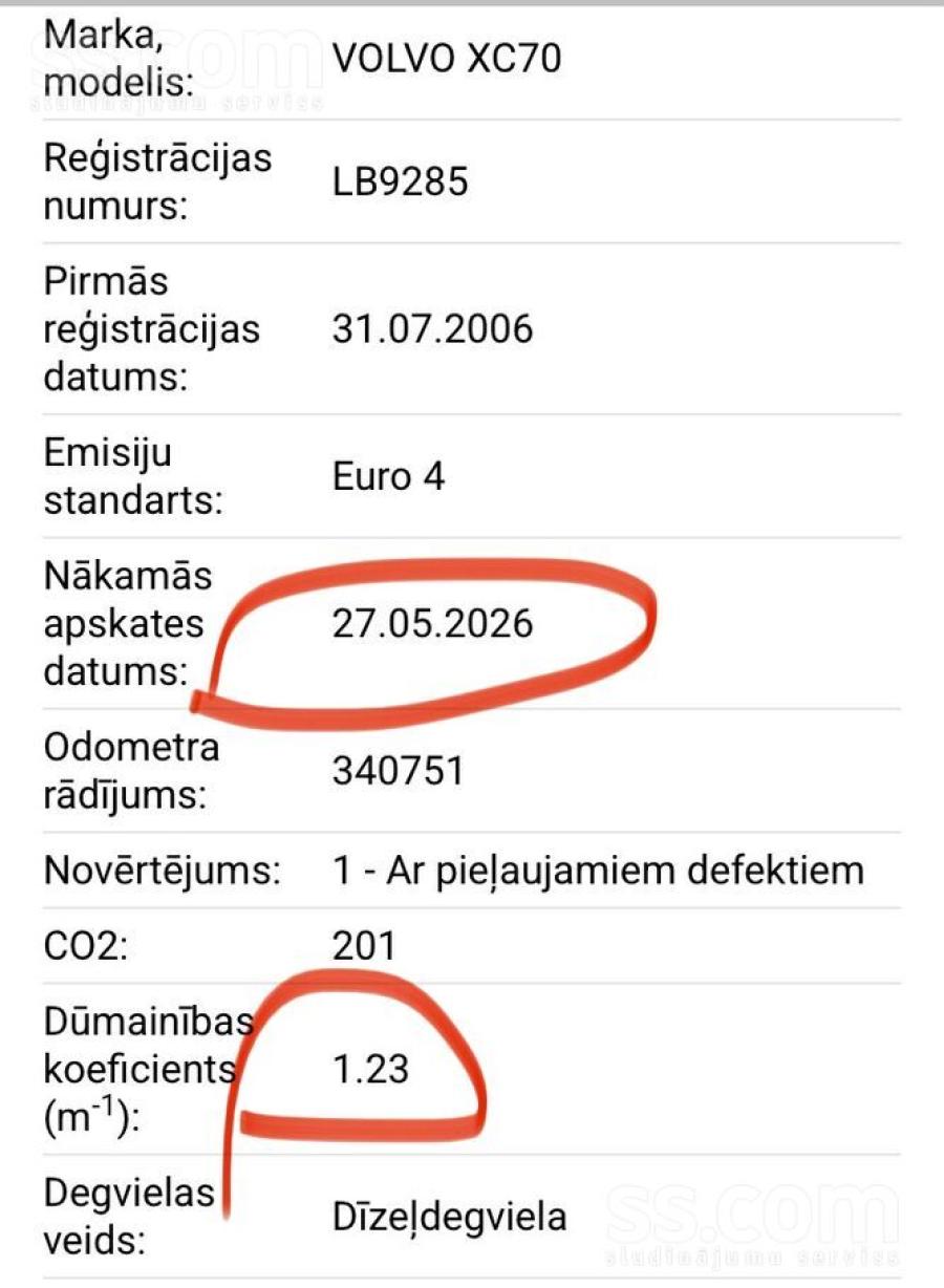 Black Volvo XC70 2006 in Jelgava, with an engine capacity of 2.40 L and mileage of 340 thousand km for 3450 €, photo 14 on AUTOMOTO.COM.LV