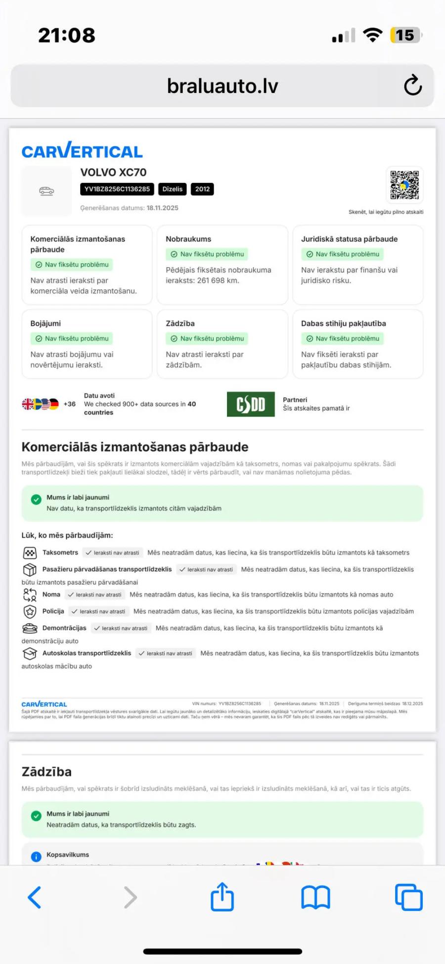 Черный Вольво ХС70 2012 в Юрмала, объемом двигателя 2.40 л и пробегом 323 тыс. км за 9850 €, фото 64 на AUTOMOTO.COM.LV