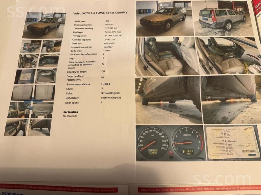Brūns Volvo XC70 2001 Rīga, ar dzinēja tilpumu 2.40 L un nobraukumu 327 tūkst. km par 4200 €, foto 27 vietnē AUTOMOTO.COM.LV