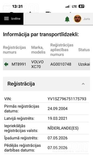 Pelēks Volvo XC70 2004 Rīga, ar dzinēja tilpumu 2.40 L un nobraukumu 409 tūkst. km par 2450 €, foto 14 vietnē AUTOMOTO.COM.LV