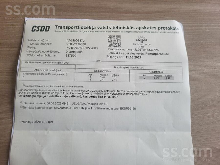 Pelēks Volvo XC70 2015 Jelgava, ar dzinēja tilpumu 2.40 L un nobraukumu 388 tūkst. km par 9600 €, foto 9 vietnē AUTOMOTO.COM.LV