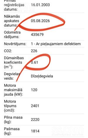 Volvo XC70 2003 in Jelgava, with an engine capacity of 2.40 L and mileage of 435 thousand km for 2450 €, photo 14 on AUTOMOTO.COM.LV