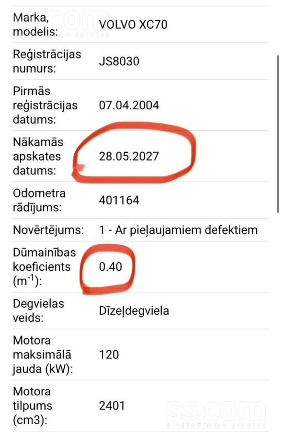 Volvo XC70 2004 Jelgava, ar dzinēja tilpumu 2.40 L un nobraukumu 401 tūkst. km par 2450 €, foto 19 vietnē AUTOMOTO.COM.LV