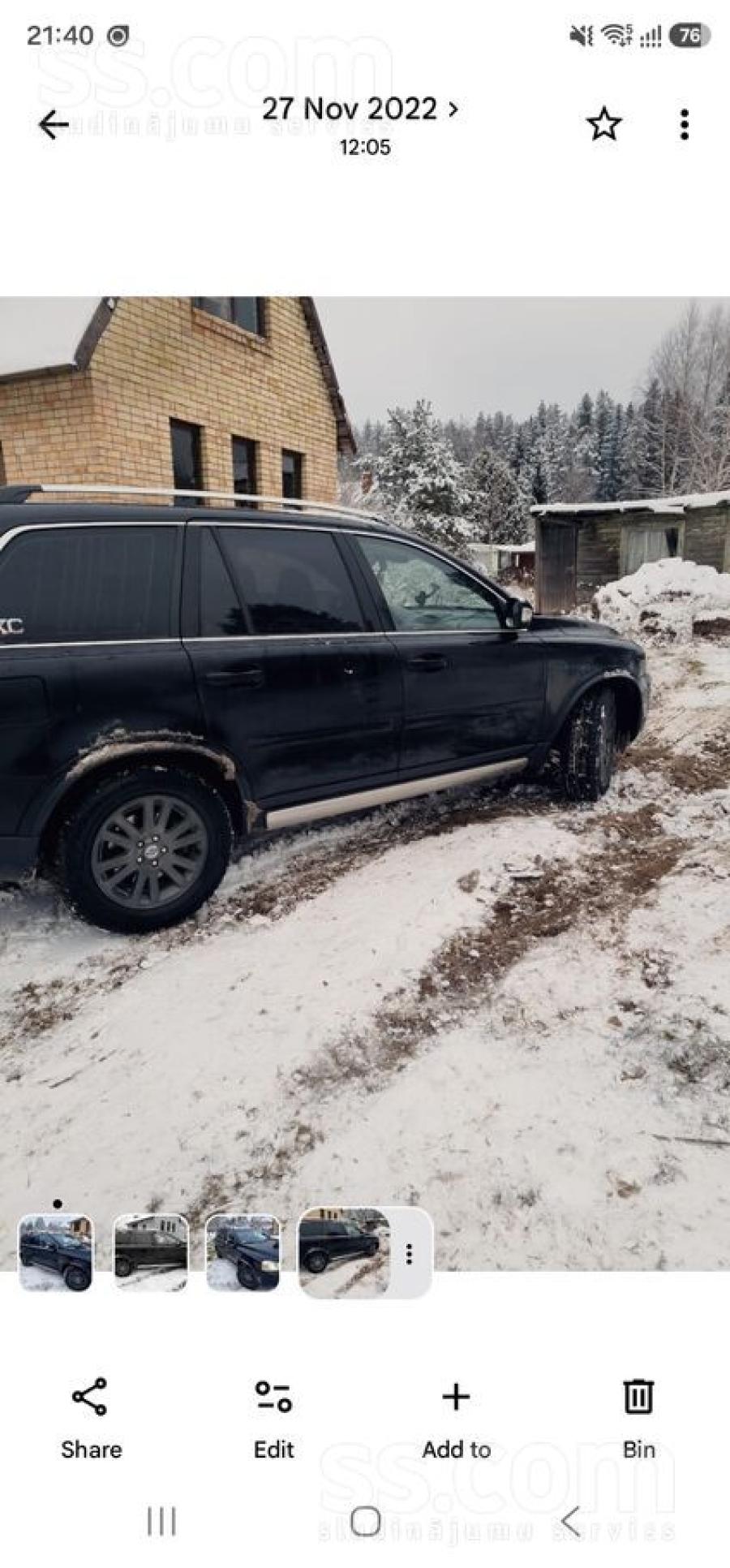 Black Volvo XC90 2007 in Riga, with an engine capacity of 2.40 L and mileage of 516 thousand km for 2000 €, photo 8 on AUTOMOTO.COM.LV