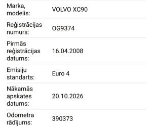 Black Volvo XC90 2008 in Riga, with an engine capacity of 2.40 L and mileage of 390 thousand km for 5490 €, photo 21 on AUTOMOTO.COM.LV