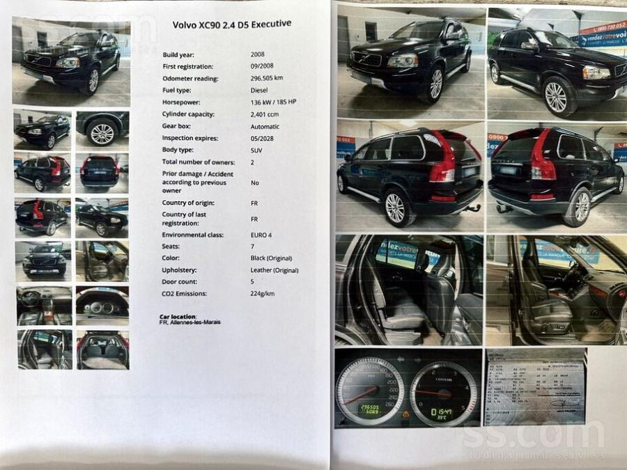 Melns Volvo XC90 2008 Rīga, ar dzinēja tilpumu 2.40 L un nobraukumu 296 tūkst. km par 8500 €, foto 30 vietnē AUTOMOTO.COM.LV