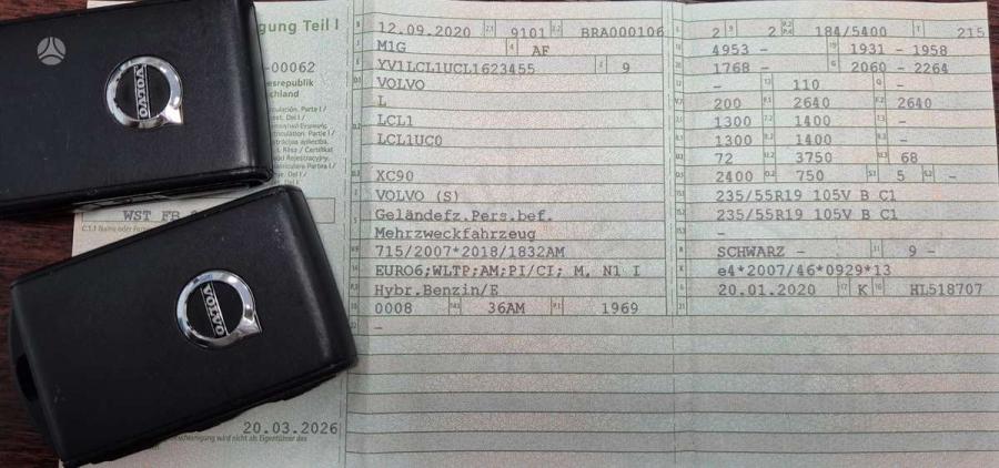 Черный Вольво ХС90 2020 в Шяуляй, объемом двигателя 1.97 л и пробегом 97 тыс. км за 29800 €, фото 16 на AUTOMOTO.COM.LV