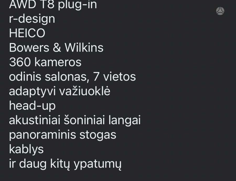 Черный Вольво ХС90 2022 в Шяуляй, объемом двигателя 1.97 л и пробегом 164 тыс. км за 29900 €, фото 7 на AUTOMOTO.COM.LV
