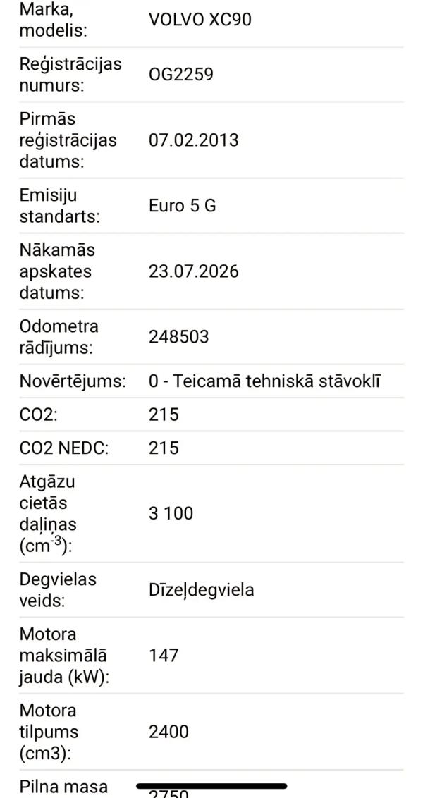 Brown Volvo XC90 2013 in Riga, with an engine capacity of 2.40 L and mileage of 249 thousand km for 13600 €, photo 9 on AUTOMOTO.COM.LV