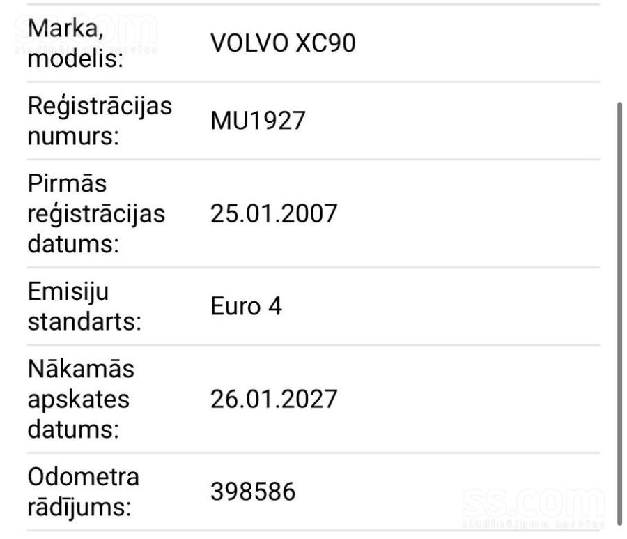 Volvo XC90 2007 in Riga, with an engine capacity of 2.40 L and mileage of 399 thousand km for 4290 €, photo 21 on AUTOMOTO.COM.LV