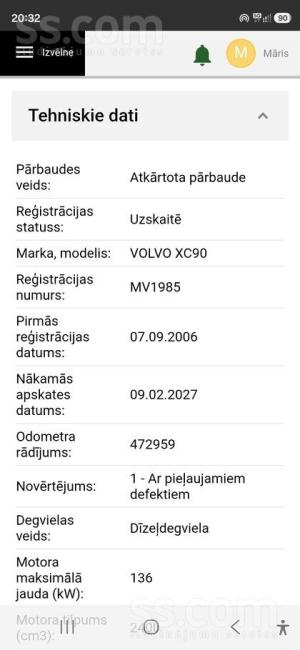 Pelēks Volvo XC90 2006 Ogre, ar dzinēja tilpumu 2.40 L un nobraukumu 475 tūkst. km par 3000 €, foto 10 vietnē AUTOMOTO.COM.LV