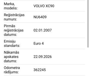 Pelēks Volvo XC90 2007 Rīga, ar dzinēja tilpumu 2.40 L un nobraukumu 363 tūkst. km par 5990 €, foto 29 vietnē AUTOMOTO.COM.LV