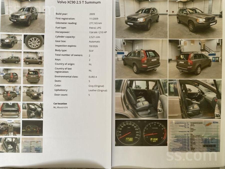 Grey Volvo XC90 2009 in Riga, with an engine capacity of 2.50 L and mileage of 270 thousand km for 6800 €, photo 23 on AUTOMOTO.COM.LV