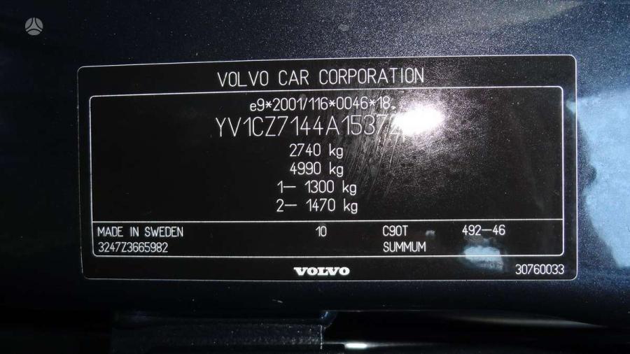 Grey Volvo XC90 2009 in Joniskis, with an engine capacity of 2.40 L and mileage of 281 thousand km for 8649 €, photo 30 on AUTOMOTO.COM.LV