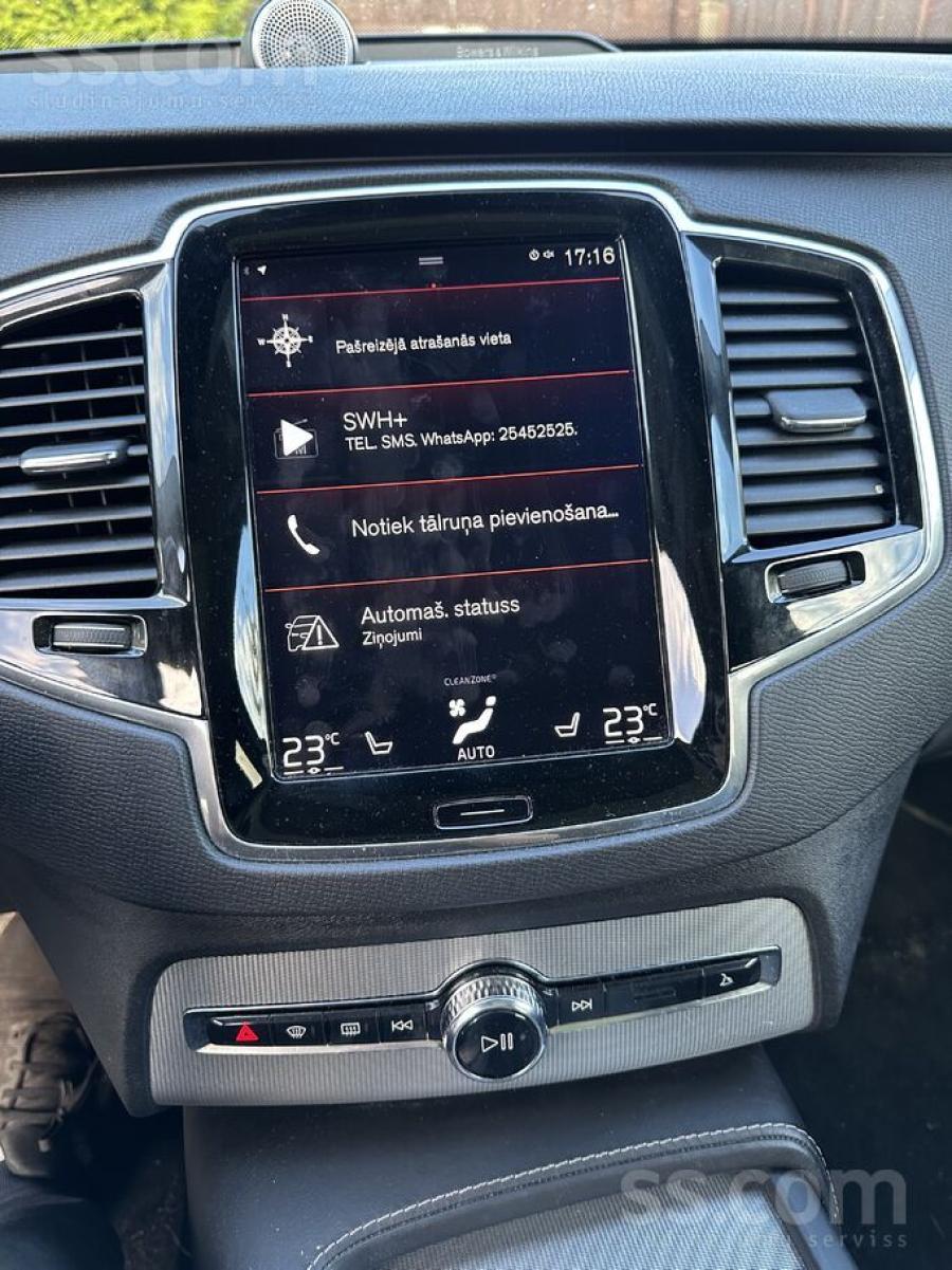 Grey Volvo XC90 2017 in Riga, with an engine capacity of 2.00 L and mileage of 223 thousand km for 28000 €, photo 17 on AUTOMOTO.COM.LV