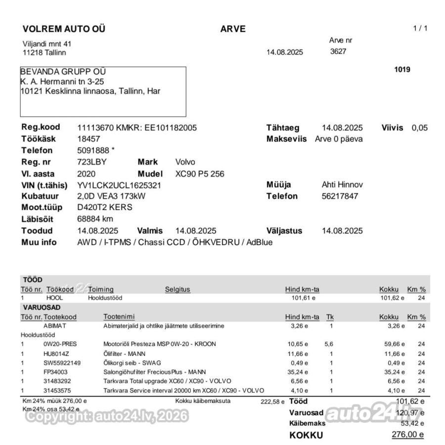 Grey Volvo XC90 2020 in Tallinn, with an engine capacity of 2.00 L and mileage of 71 thousand km for 44990 €, photo 27 on AUTOMOTO.COM.LV