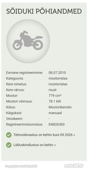 Yamaha FZ 8 2010 Tartu, ar dzinēja tilpumu 0.80 L un nobraukumu 48 tūkst. km par 5200 €, foto 9 vietnē AUTOMOTO.COM.LV