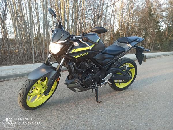 Black Yamaha MT 03 2018 in Jurbarkas, with an engine capacity of 0.30 L and mileage of 27 thousand km for 3300 €, photo 1 on AUTOMOTO.COM.LV