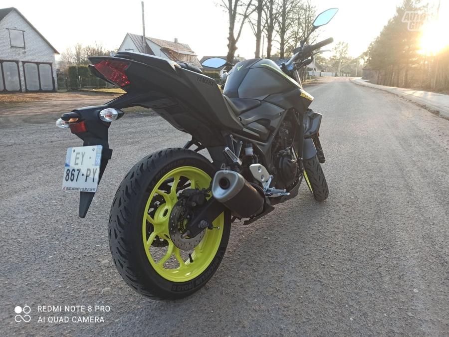 Black Yamaha MT 03 2018 in Jurbarkas, with an engine capacity of 0.30 L and mileage of 27 thousand km for 3300 €, photo 5 on AUTOMOTO.COM.LV