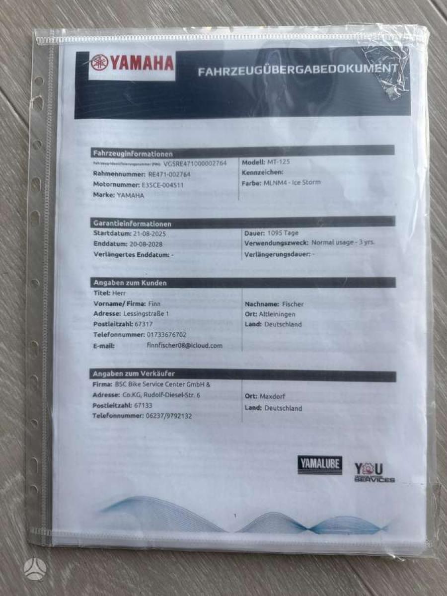 Yamaha MT 125 2025 in Vilnius, with an engine capacity of 0.13 L and mileage of 18 thousand km for 5000 €, photo 13 on AUTOMOTO.COM.LV