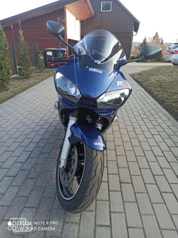 Blue Yamaha R6 2003 in Jurbarkas, with an engine capacity of 0.60 L and mileage of 0 thousand km for 2200 €, photo 8 on AUTOMOTO.COM.LV