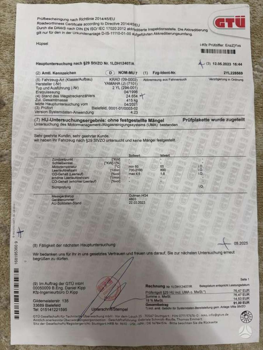 Черный Ямаха XV 1996 в Вильнюс, объемом двигателя 0.54 л и пробегом 28 тыс. км за 2450 €, фото 12 на AUTOMOTO.COM.LV
