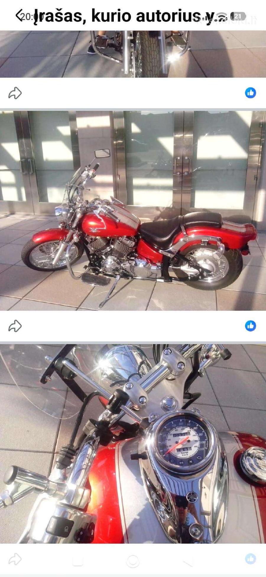 Red Yamaha XVS 2007 in Kaunas, with an engine capacity of 0.65 L and mileage of 7 thousand km for 5000 €, photo 15 on AUTOMOTO.COM.LV